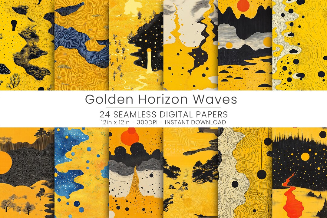 24 Golden Horizon Waves Seamless Patterns – Digital Papers for Scrapbooking & Print Projects - Etsy