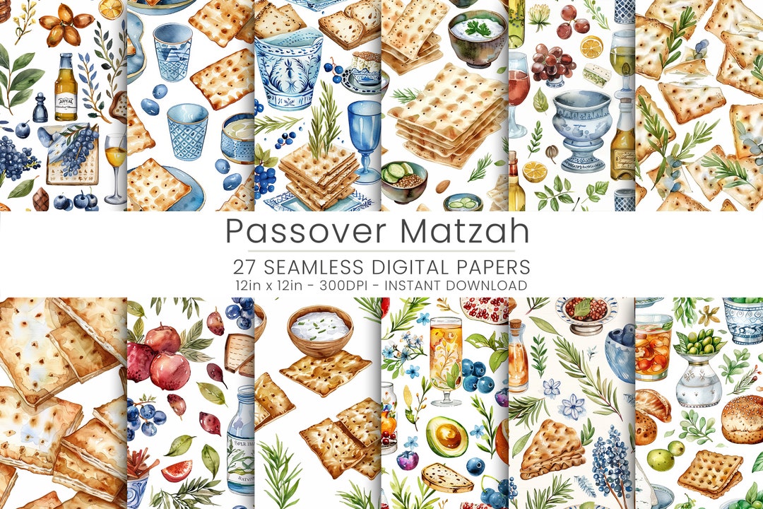 27 Passover Matzah Digital Papers, Repeatable, JPG, Scrapbooking ...