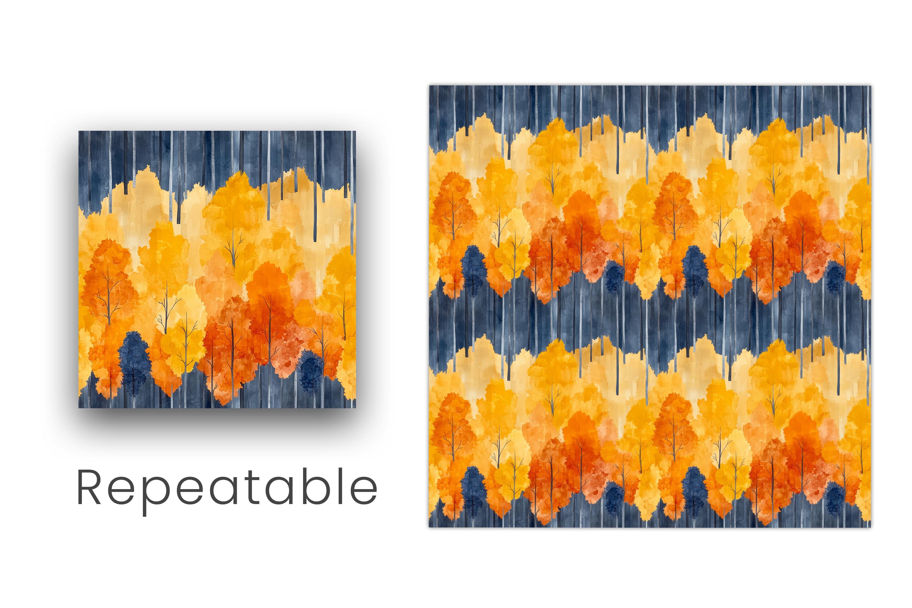 20 Autumn Tree Seamless Pattern Digital Paper | Fall Forest Backgrounds ...