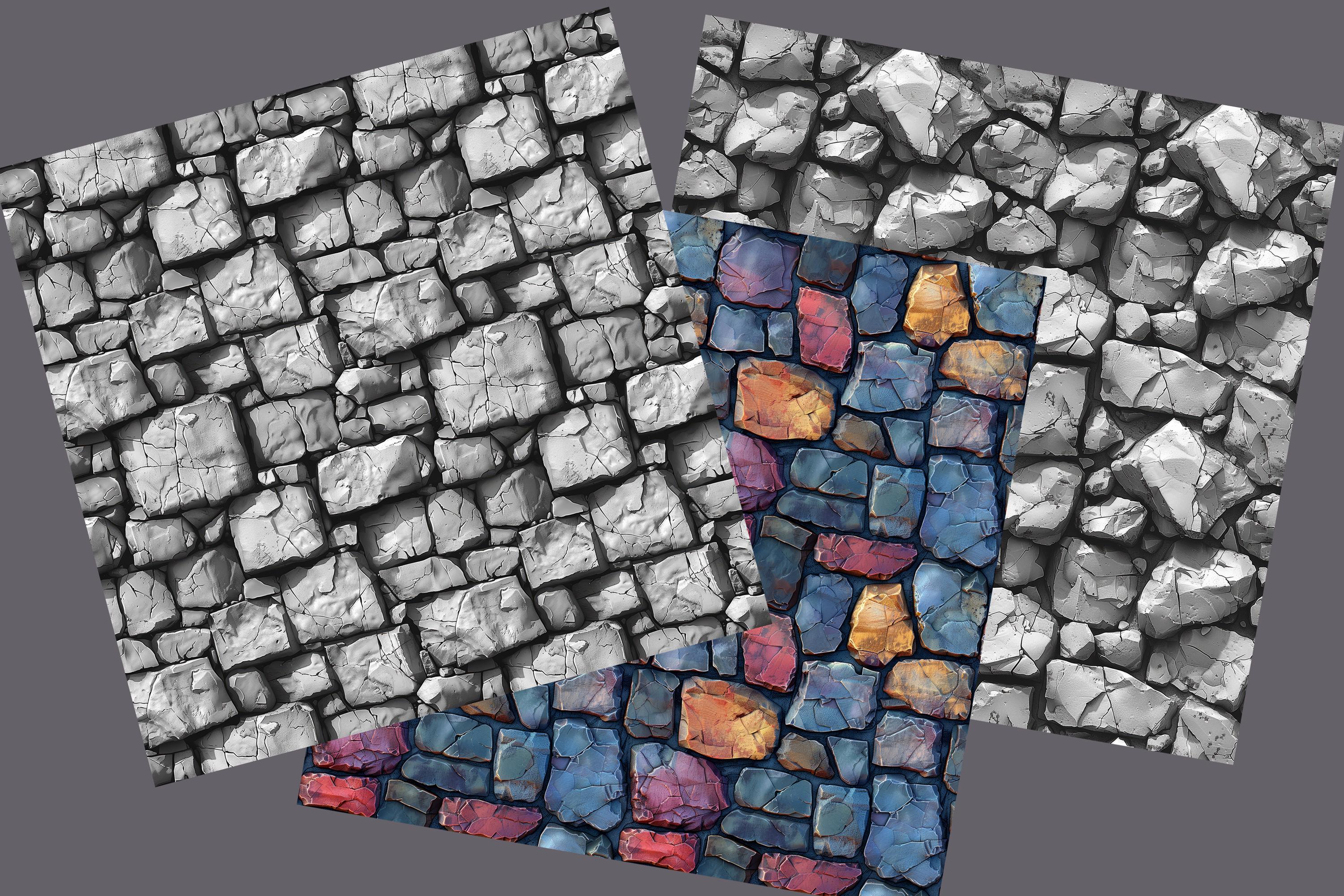 20 Rustic Stone Wall Seamless Patterns – Digital Papers for ...