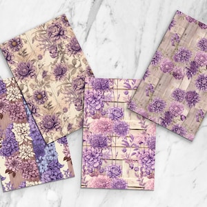 Purple Lavender Flower Digital Paper, Scrapbooking Patterns (instant ...