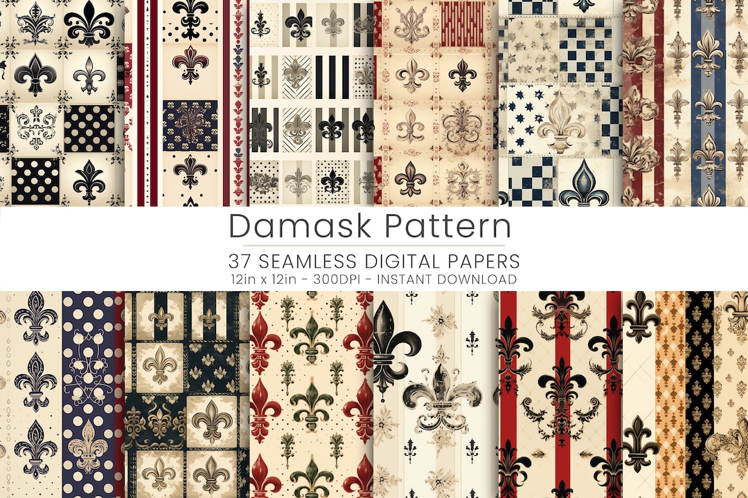 37 Damask Pattern Digital Paper,instant Download,home Decoration ...