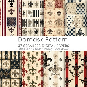 37 Damask Pattern Digital Paper,instant Download,home Decoration ...
