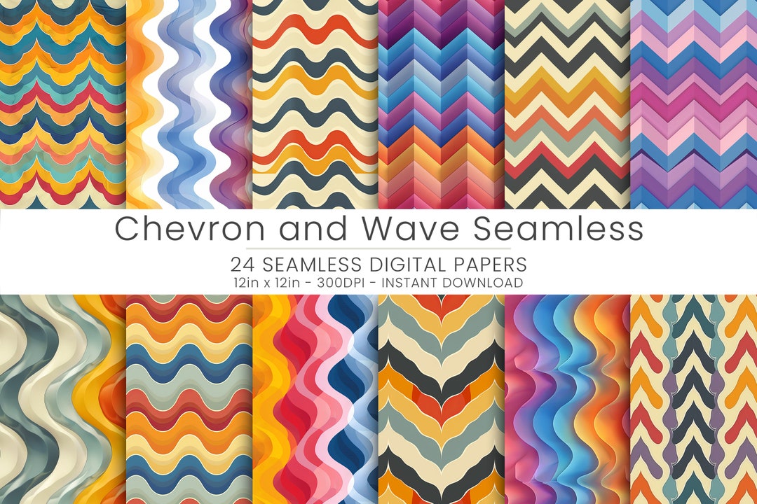 24 Abstract Chevron and Wave Seamless Patterns, Modern Geometric ...