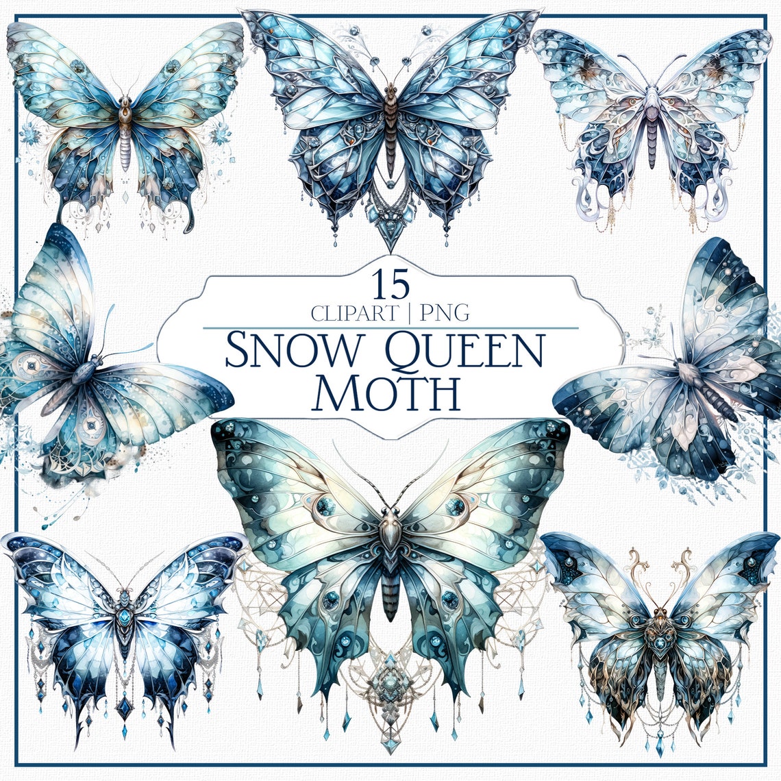 Snow Queen Moth Clipart Set 15 Winter Fairy Tale Graphics - Etsy