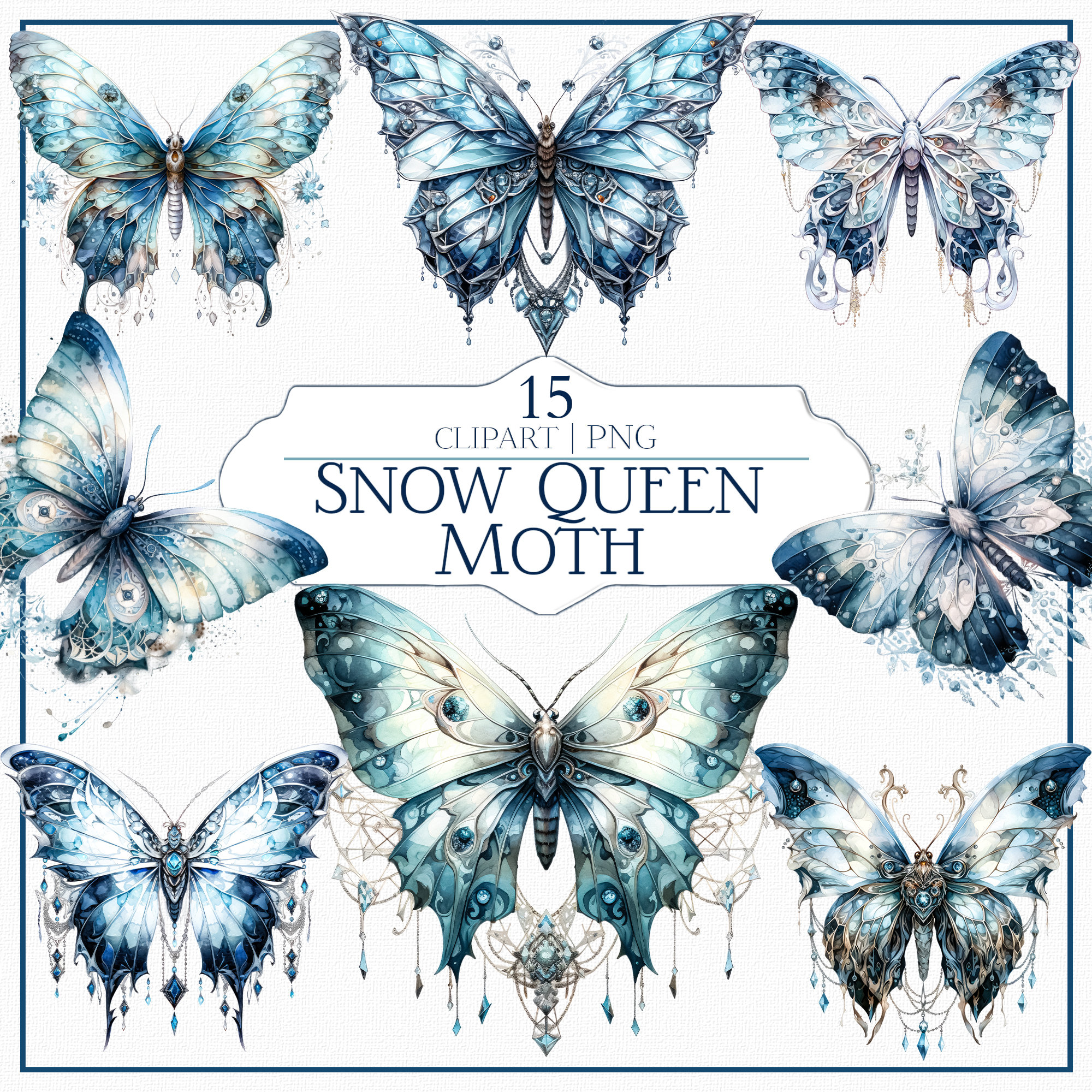 Snow Queen Moth Clipart Set 15 Winter Fairy Tale Graphics - Etsy