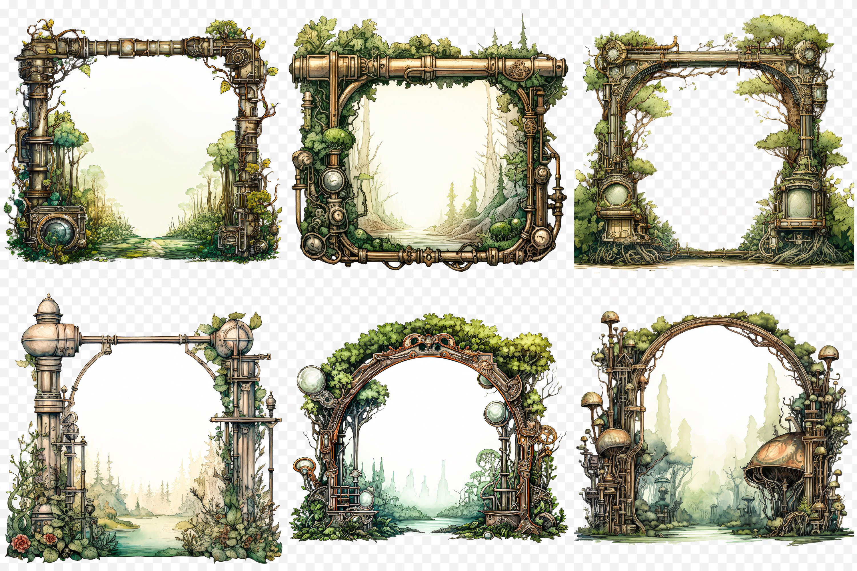 Steampunk Forest Frames 26 Enchanting PNG Designs for Crafts ...