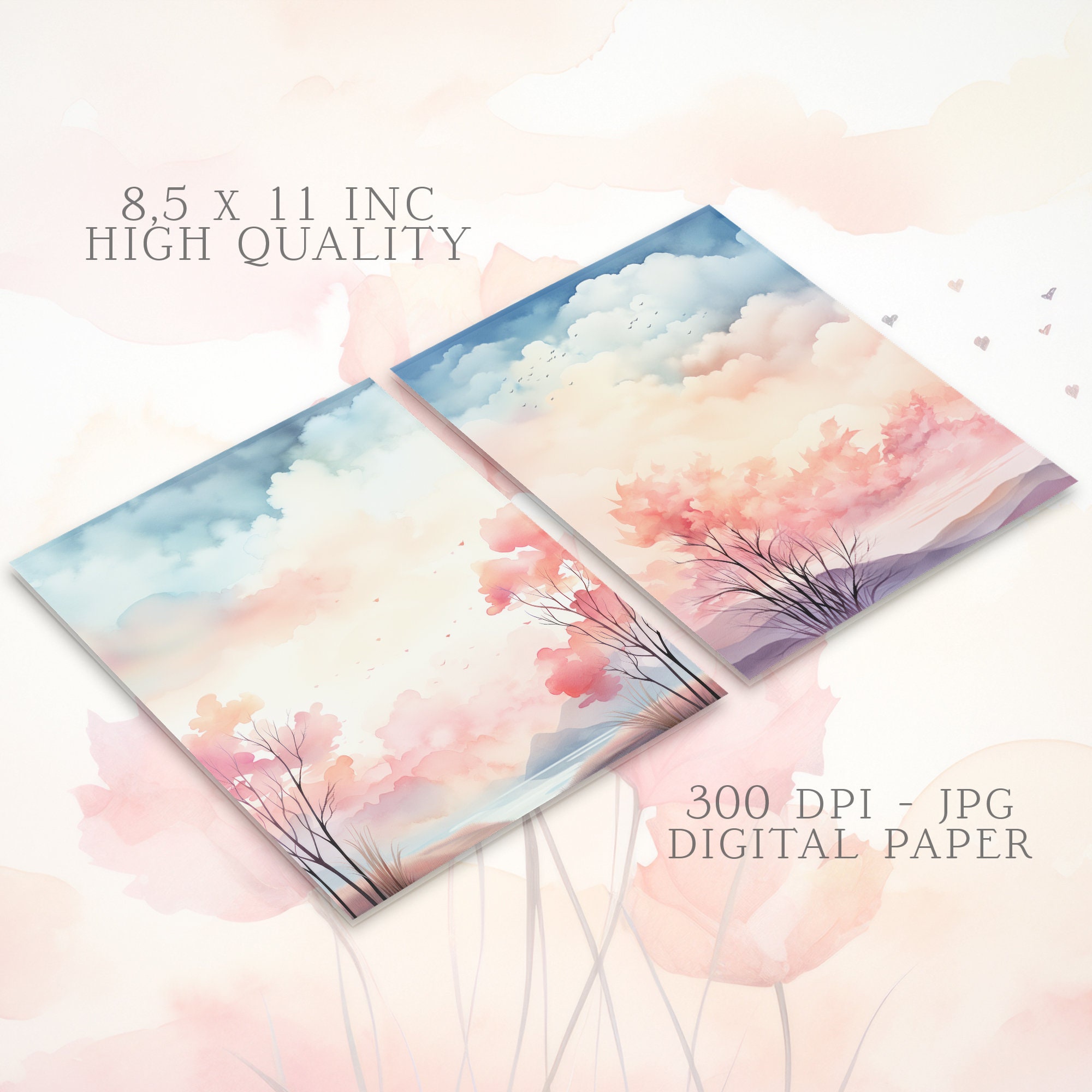 29 Peaceful Watercolor Landscape Digital Papers Yoga, Meditation Art ...