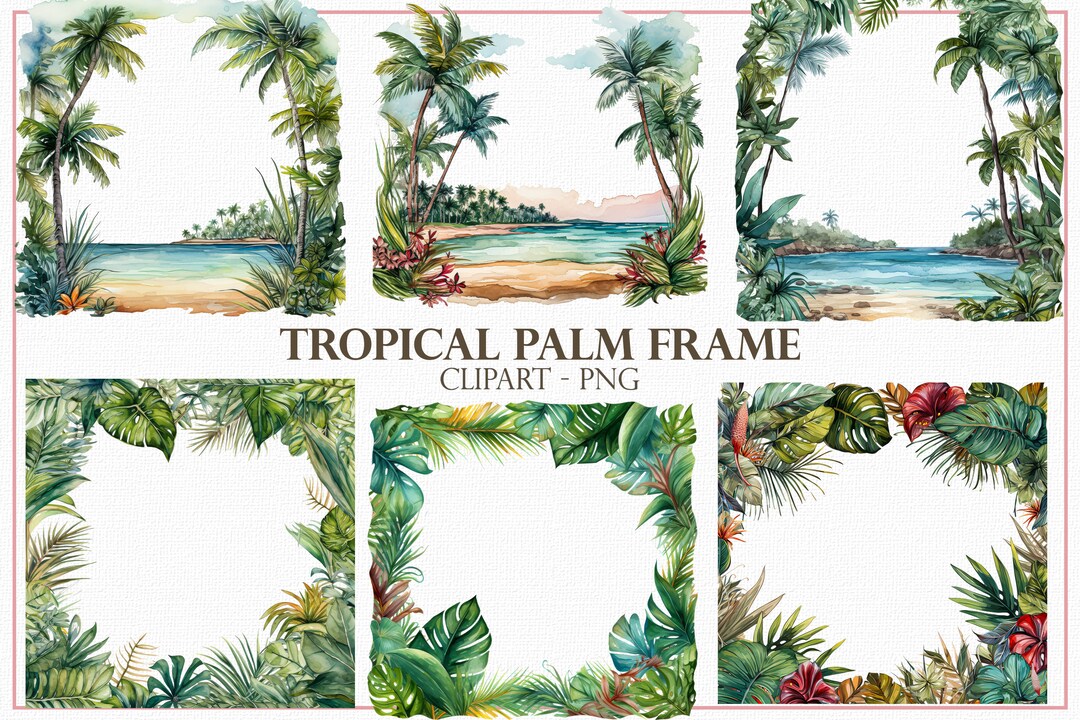 Tropical Palm Frame Clipart | 32 PNG Designs for Beach Crafts ...