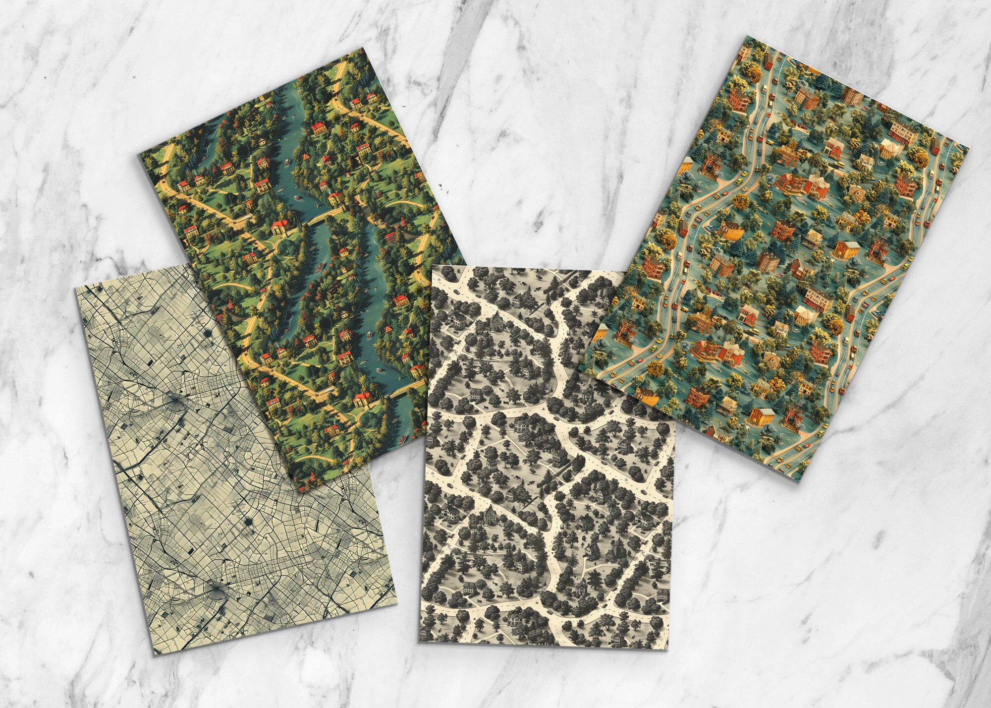 20 City Road Maps Digital Paper, Instant Download, Home Decoration ...