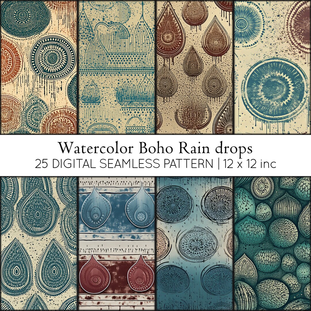 28 Watercolor Raindrops Digital Paper, Instant Download, JPG ...