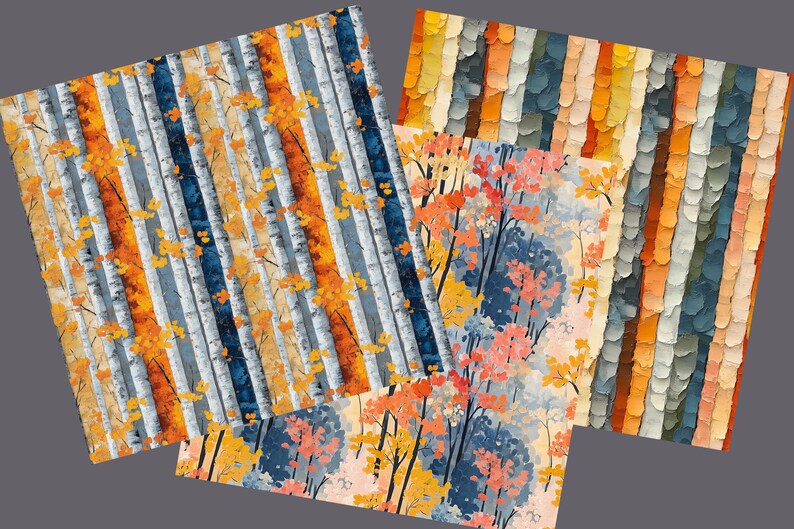 20 Autumn Tree Seamless Pattern Digital Paper | Fall Forest Backgrounds ...
