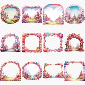 Colorful Candy Land Clipart Frame, 53 Instant Download PNG, Sweet Candy ...