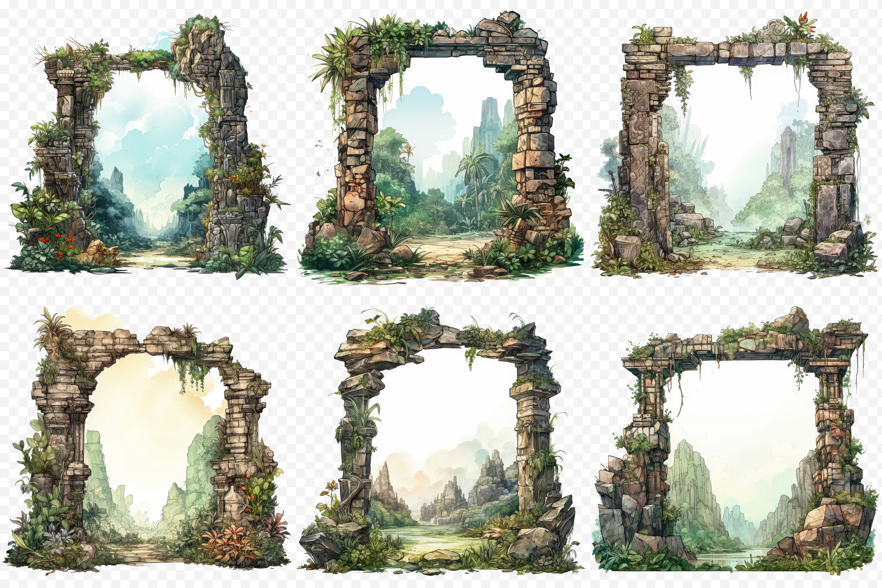 Ancient Ruins Frame Clipart | 28 High-quality PNG Designs for ...