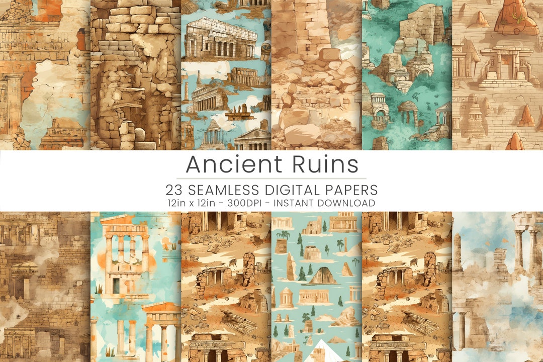 23 Ancient Ruins Digital Paper, .home Decor, Repeatable, Scrapbooking ...
