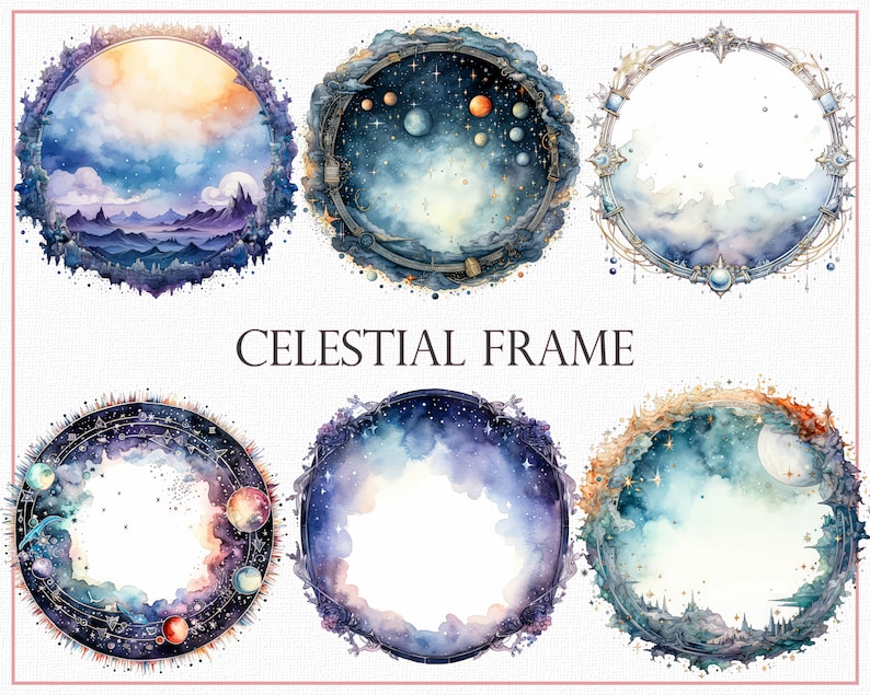 Ethereal Celestial Frame Cosmic Landscape & Celestial Beings ...
