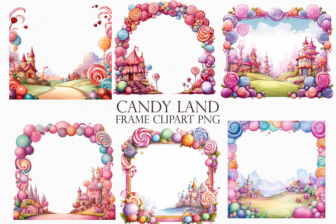 Colorful Candy Land Clipart Frame, 53 Instant Download PNG, Sweet Candy ...