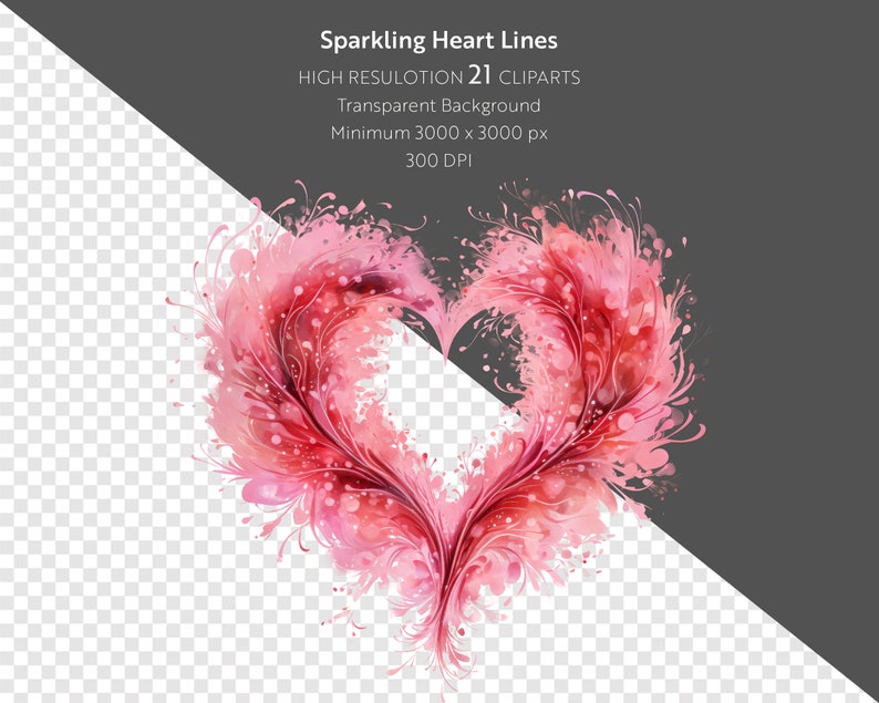 Sparkling Heart Clipart, 21 Glowing Heartline, Heart Outline Graphic ...