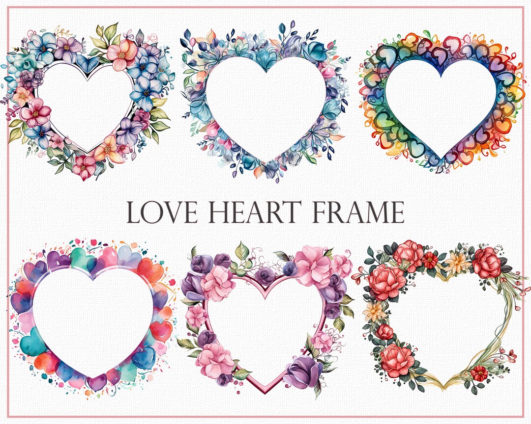 Love Heart Frame, Various Border Clipart, 24 Romantic and Versatile ...