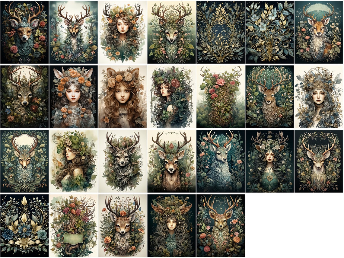 26 Forest Queen Deer Letter Size Digital Paper Pack - Etsy