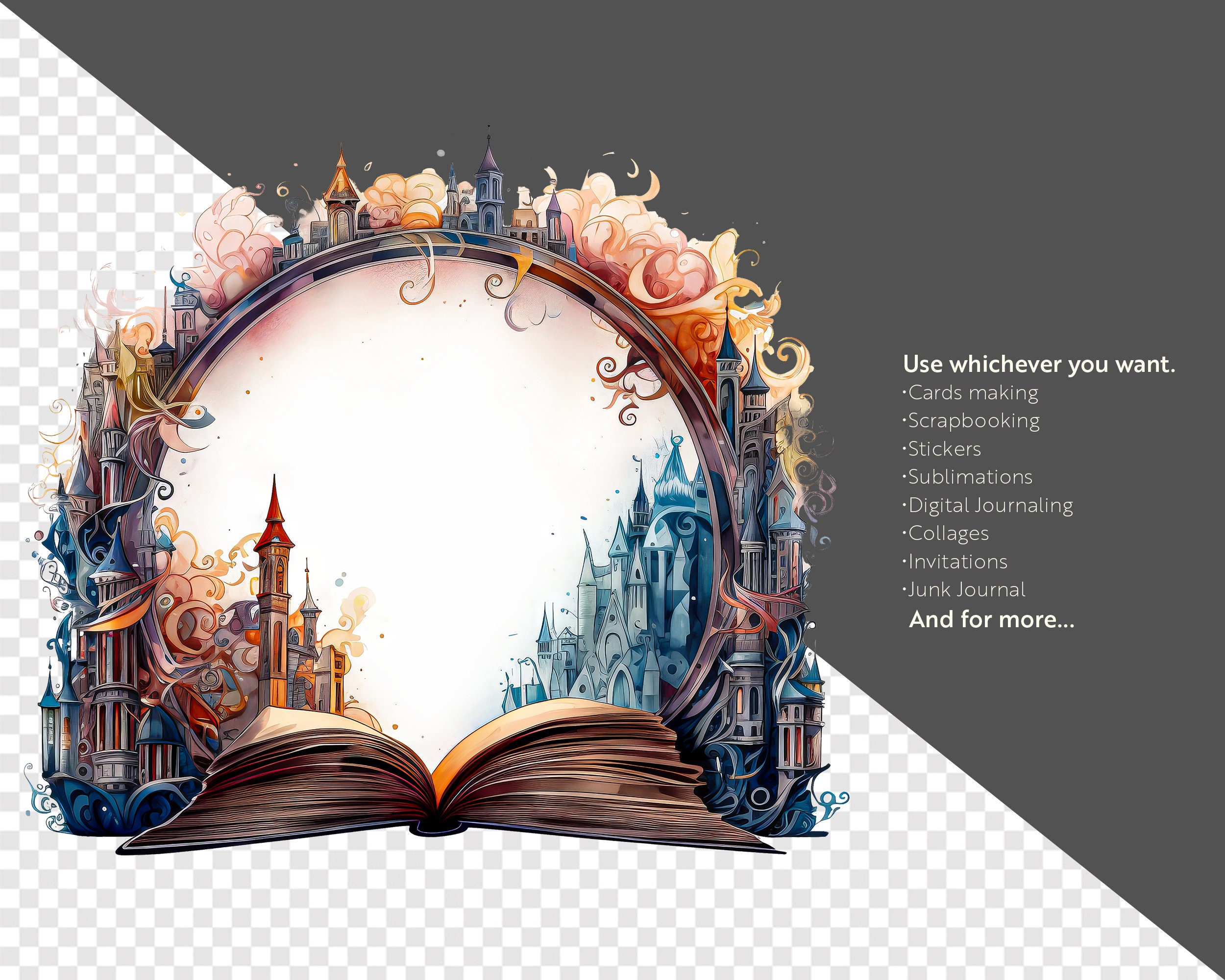 Colorful Book Frame Clipart Collection, Whimsical Bookish Frames ...