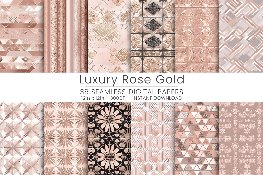 36 Luxury Rose Gold Digital Paper, Repeating Pattern, Home Decoration ...
