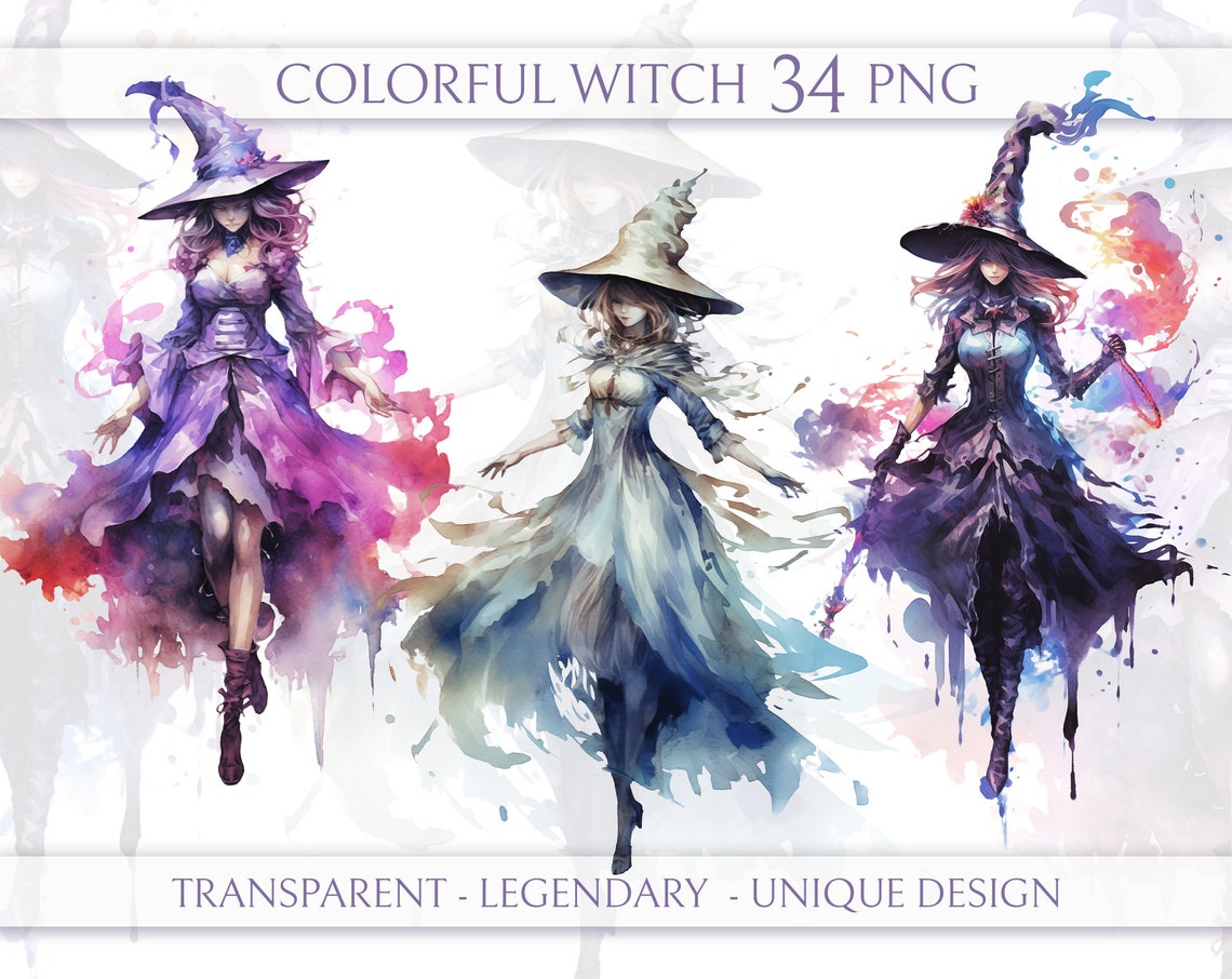 Colorful Witch Witch PNG 34 PNG Legendary Art Transparent - Etsy