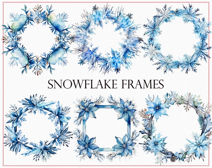 Snowflake Frame Clipart, Winter Border Png, Printable Photo Frame Png ...