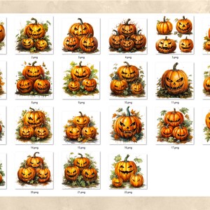 Halloween Jack-o'-lanterns Clipart - 22 PNG - Spooky Pumpkin ...