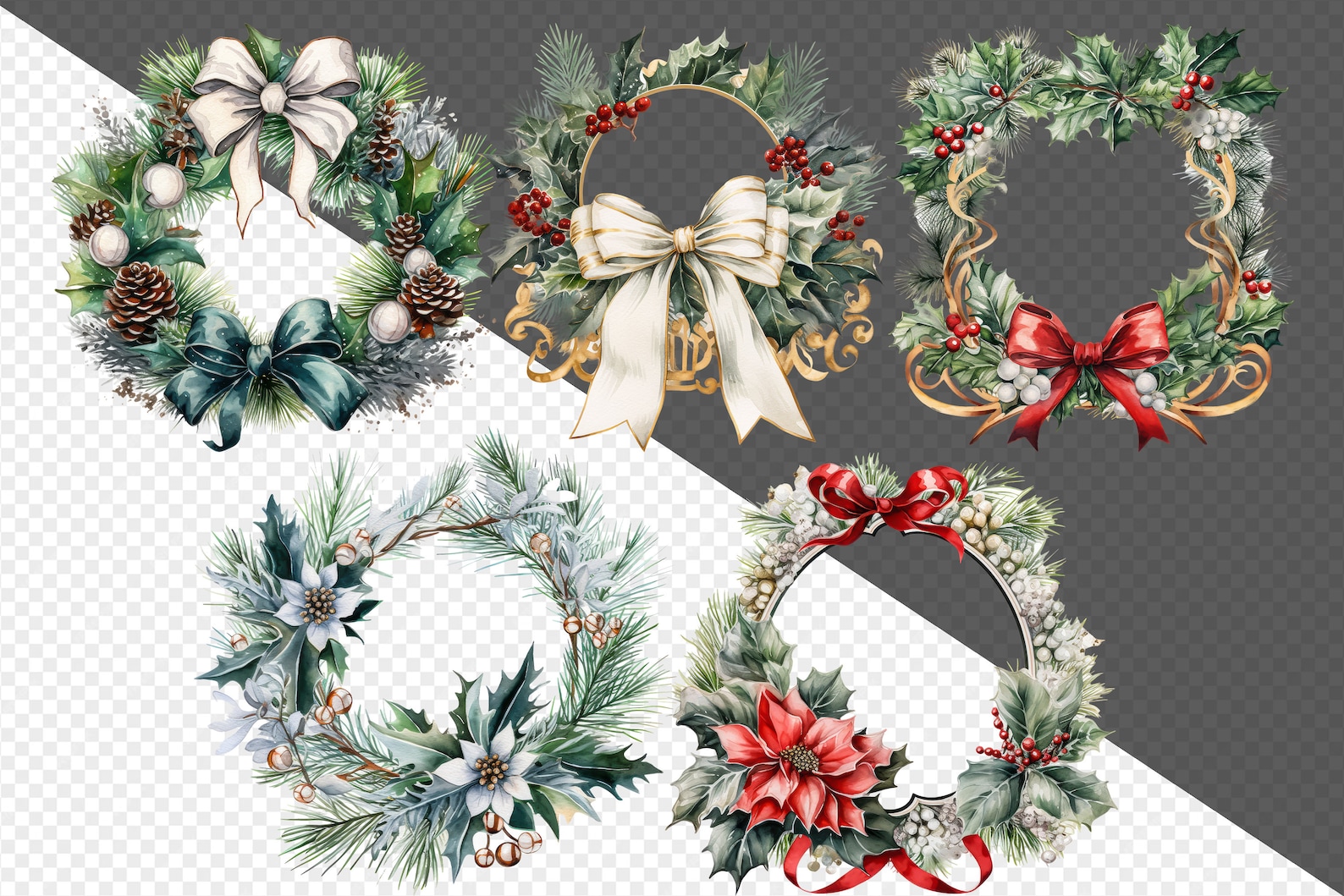 Christmas Wreath Clipart Christmas Winter Holiday Clip Art in PNG ...