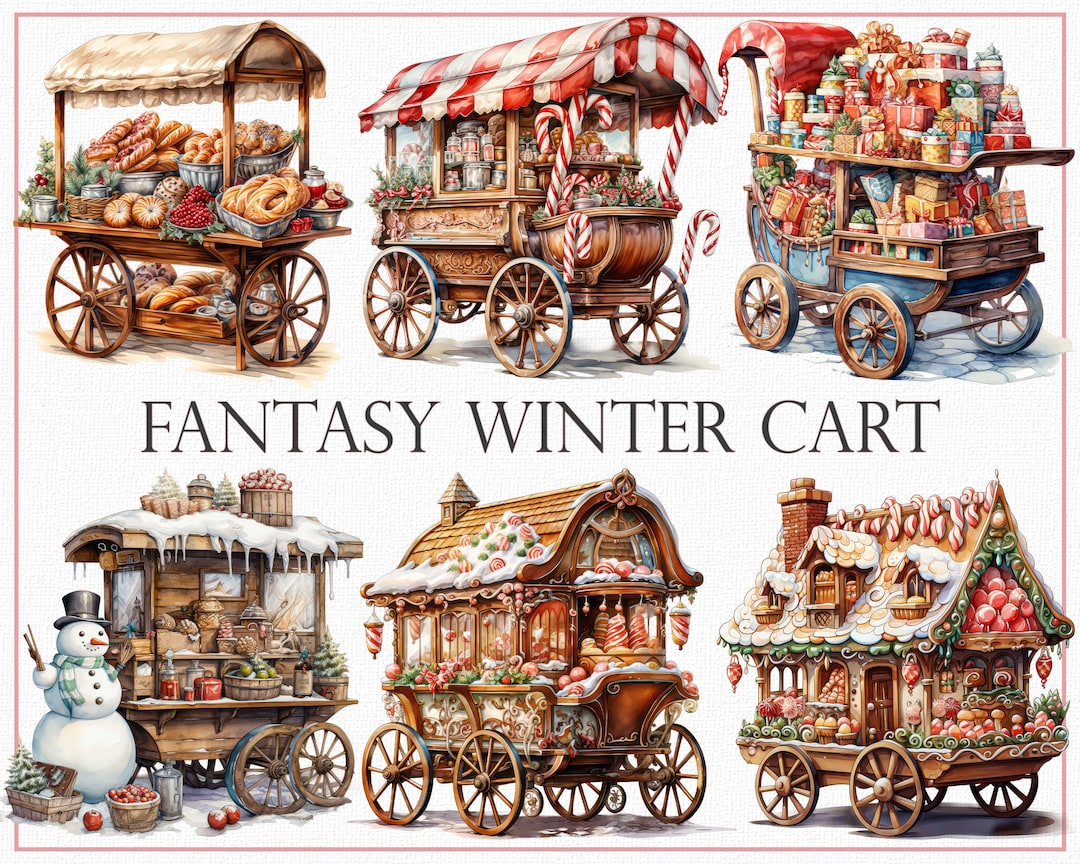 Fantasy Winter Cart Clipart, Snowy Cart Illustrations, Fantasy Cart PNG ...