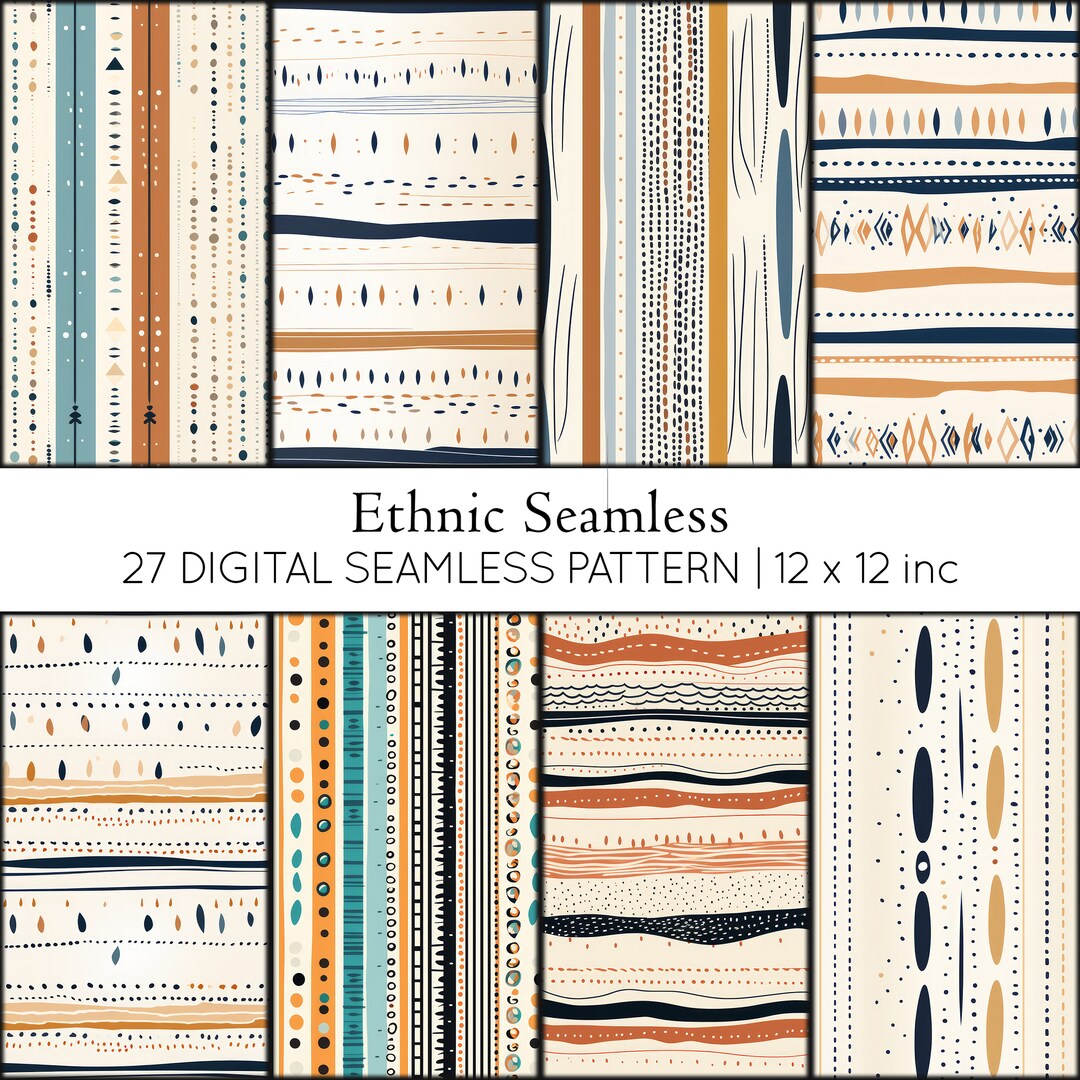 Set of 27 Ethnic Seamless Digital Papers - Instant Download, Home Decor ...