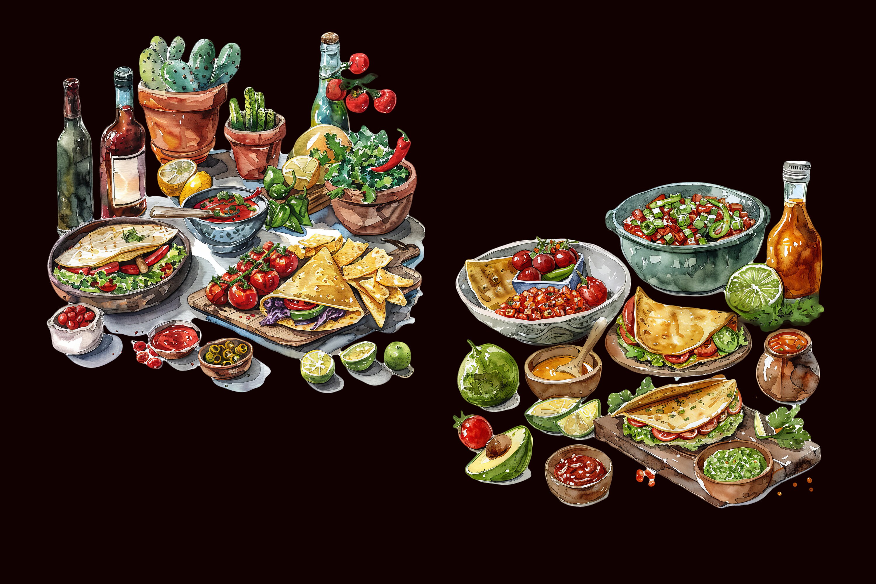 24 Mexican Food Clipart, Png, Repeatable, JPG, Scrapbooking Art, Cinco ...
