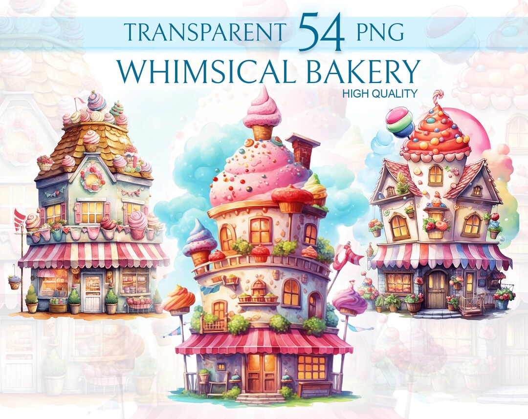 Whimsical Bakery 54-piece, Instant Download, PNG Download, Transparent ...