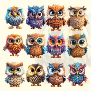 Owl Clipart Bundle - Digital Owl Art, Transparent Background, Instant ...