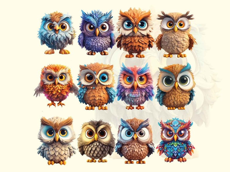 Owl Clipart Bundle Digital Owl Art, Transparent Background, Instant ...