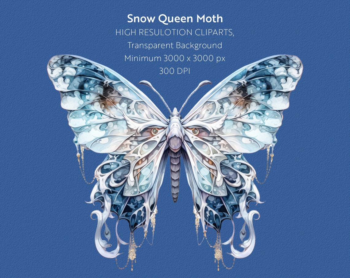 Snow Queen Moth Clipart Set 15 Winter Fairy Tale Graphics - Etsy