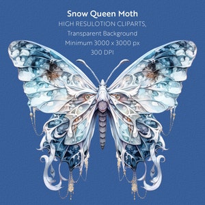 Snow Queen Moth Clipart Set - 15 Winter Fairy Tale Graphics, Ice Queen ...