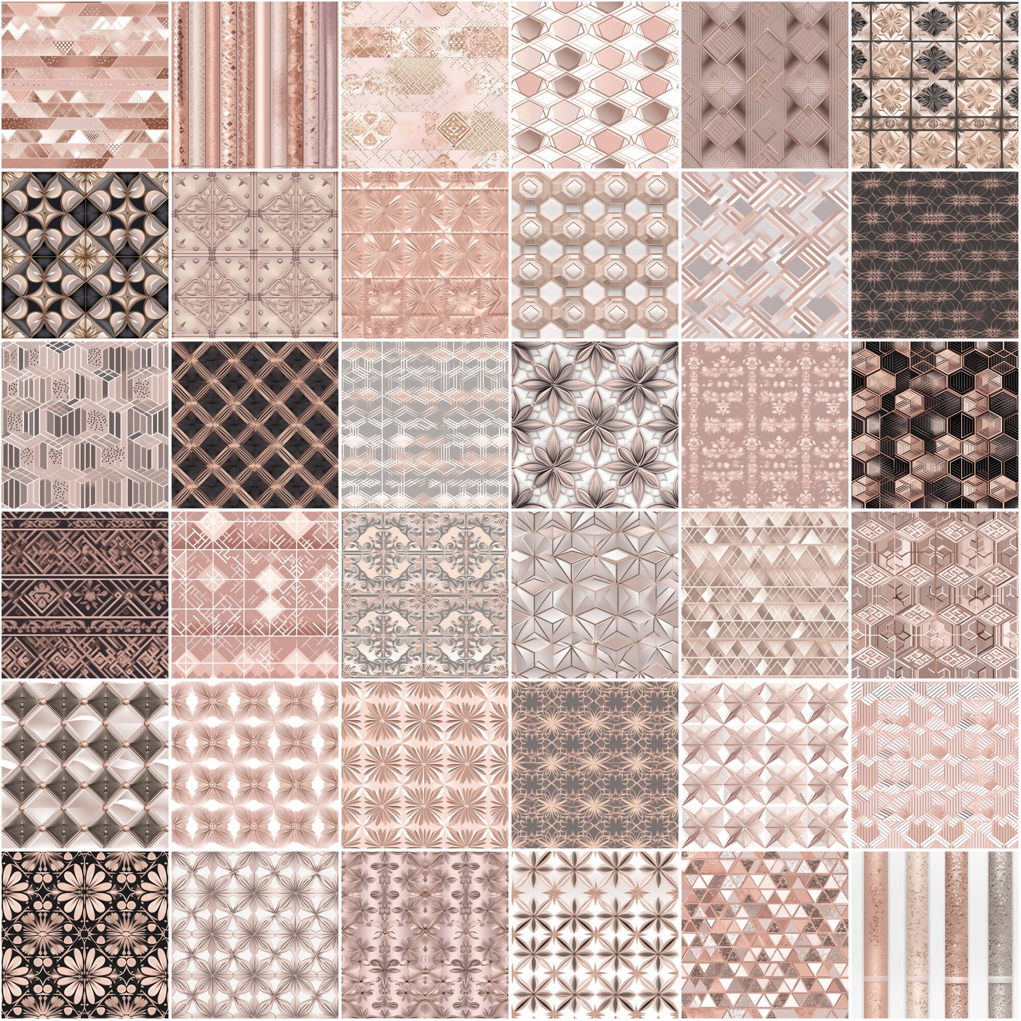 36 Luxury Rose Gold Digital Paper, Repeating Pattern, Home Decoration ...