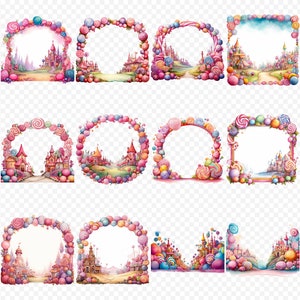 Colorful Candy Land Clipart Frame, 53 Instant Download PNG, Sweet Candy ...