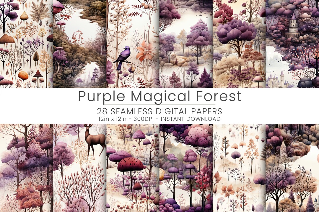28 Purple Magical Forest Digital Paper - Immerse Your Creations in ...
