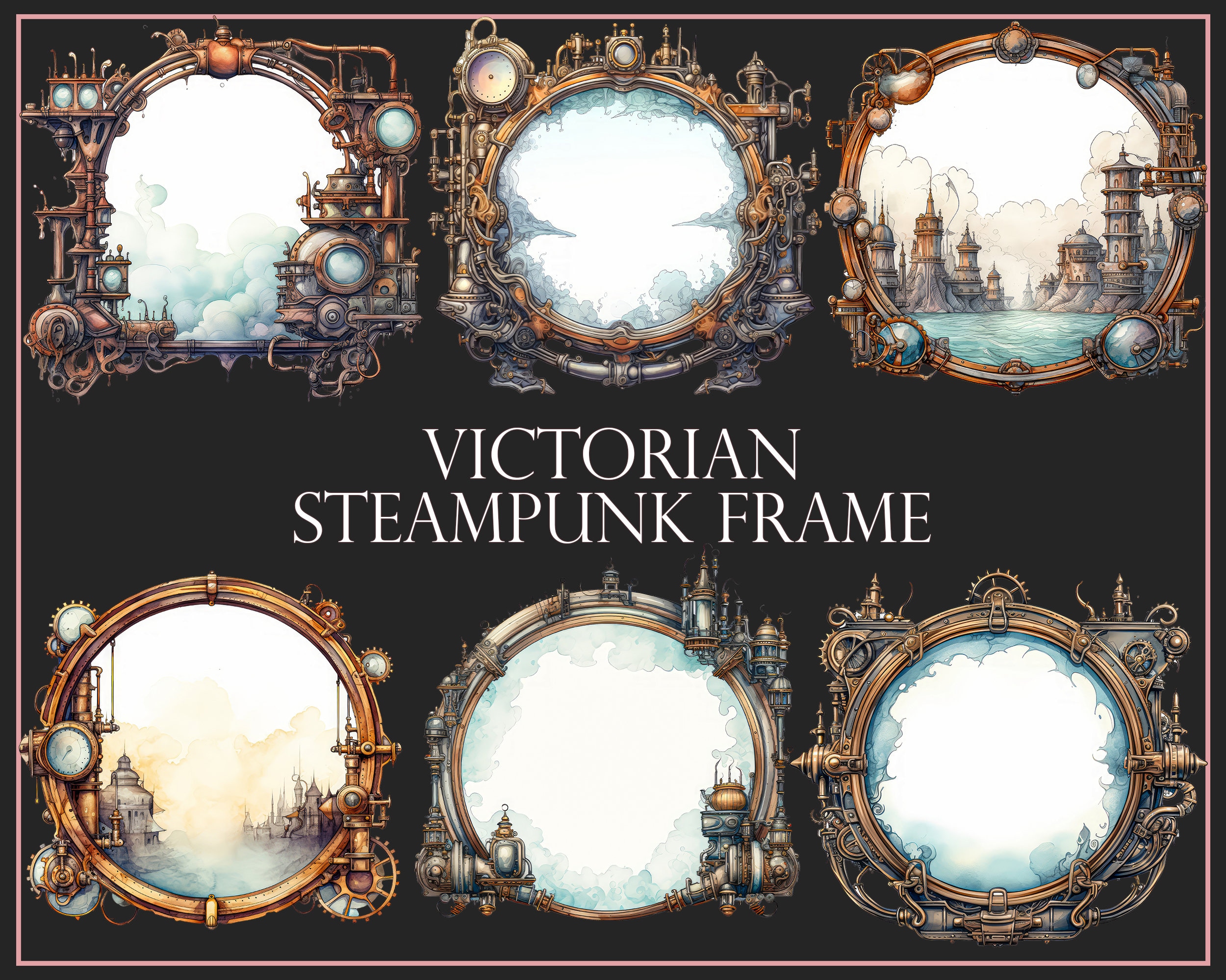 Victorian Steampunk Frame Futuristic Steam-powered Décor, Antique ...