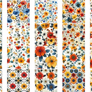 20 Vibrant Floral Seamless Digital Papers - Flower Patterns for ...
