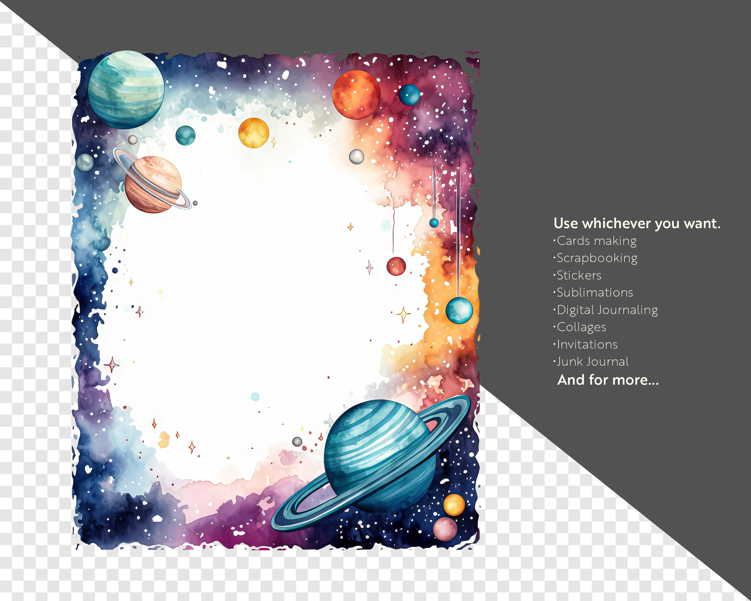 Galactic Frame Clipart, 28 Space-inspired Creativity, Celestial Art ...