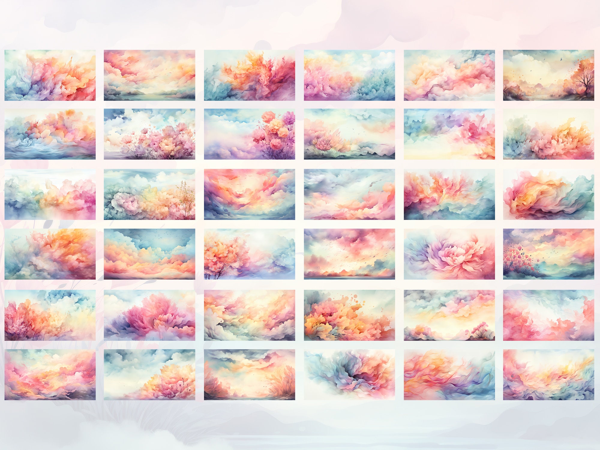 36 Watercolor Dream Digital Wallpaper, Pastel Colors Wallpaper, Dream ...