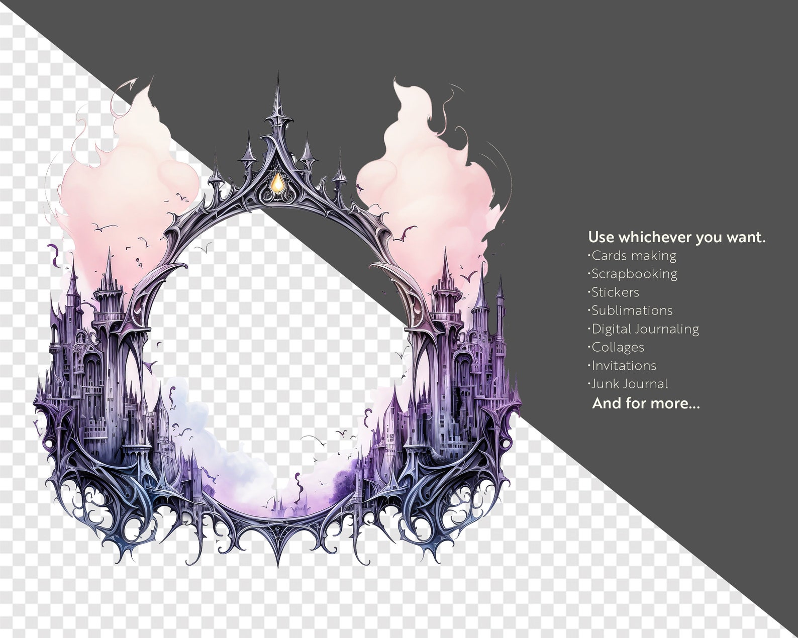 Gothic Fantasy Frame Clipart, 24 Intricate Designs & Dark Elegance ...