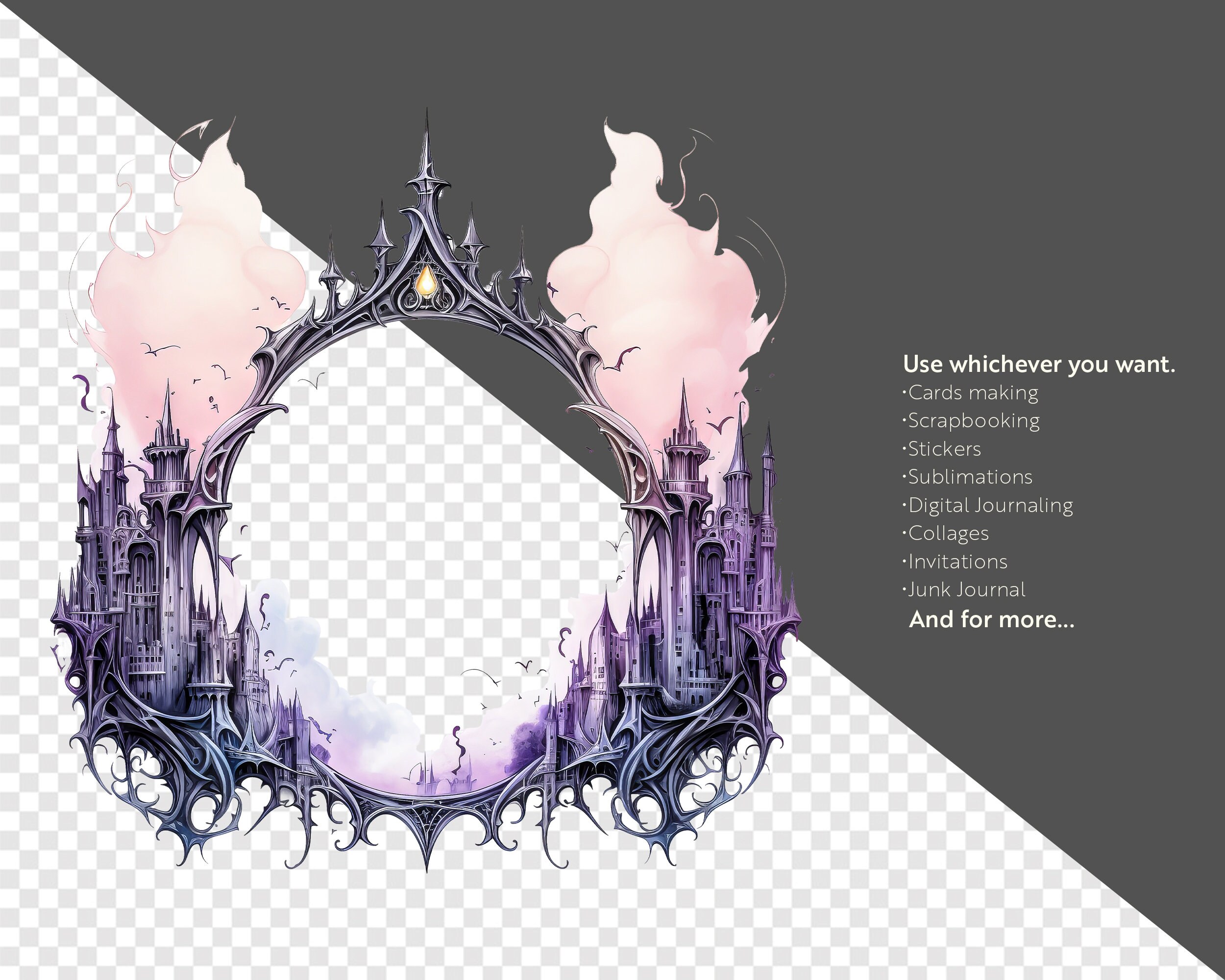 Gothic Fantasy Frame Clipart, Dark Mystical Designs (digital PNG) - Etsy