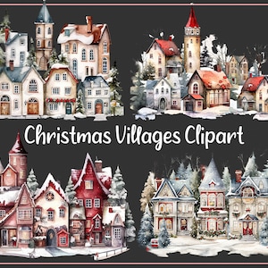 Christmas Villages Clipart, Winter Holiday House 22 PNG, Festive Winter ...