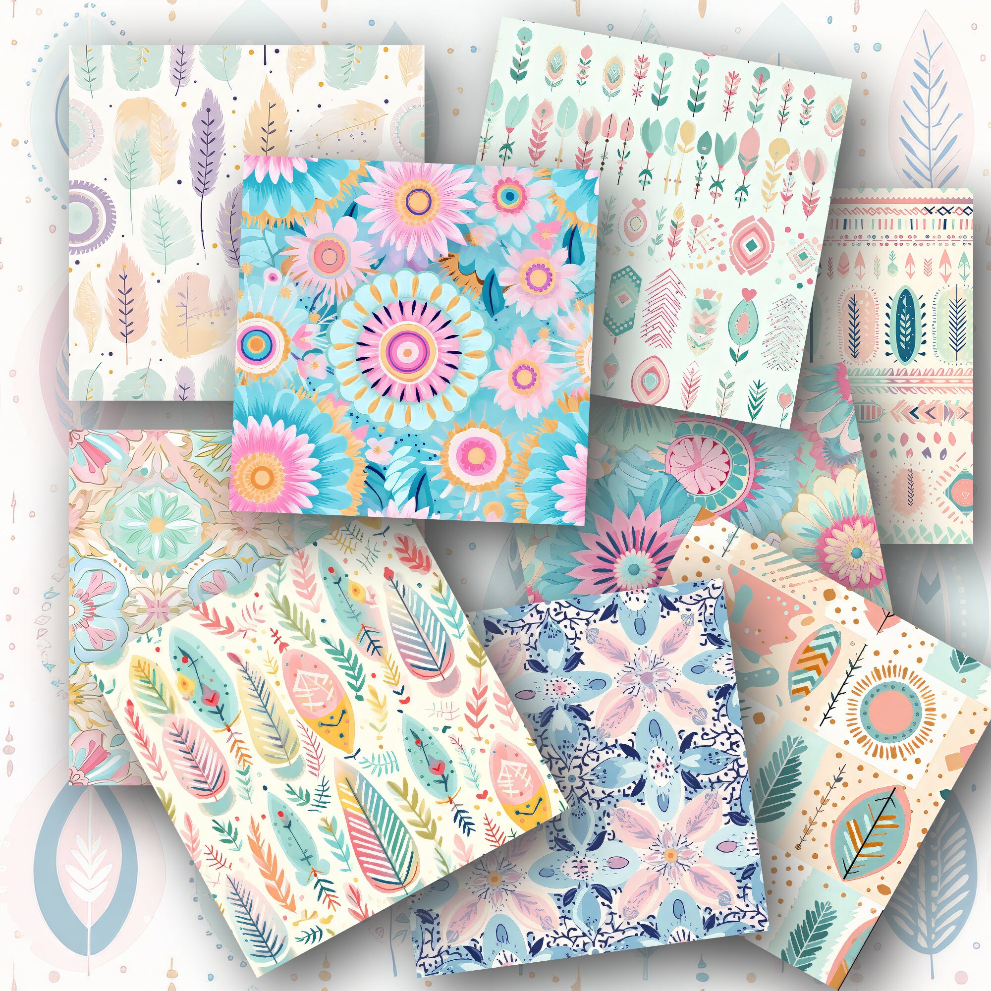 20 Pastel Boho Seamless Patterns, Digital Paper (instant Download) - Etsy