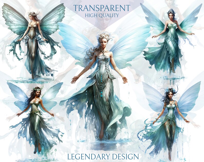Water Fairy Clipart Bundle | 37 PNG Designs for Scrapbooking (digital ...